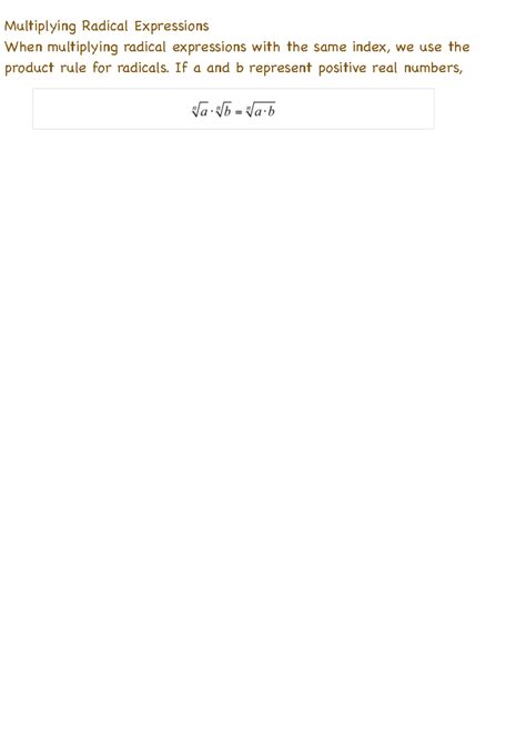 Multiply Radical Expressions Multiplying Radical Expressions When
