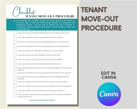 Tenant Move Out Procedure Checklist Tenant Move In Move Out