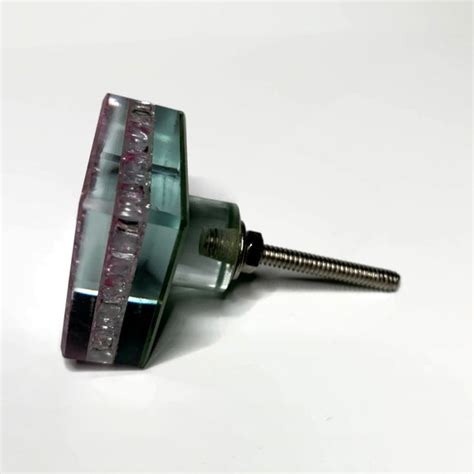 Cracked Glass Cabinet Knobs Square Design Layered Style Dwyer Home Collection