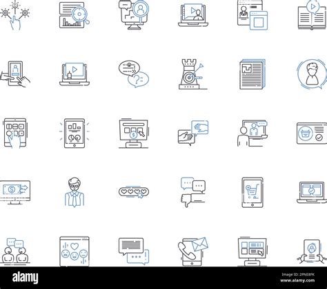 Virtual Assets Line Icons Collection Cryptocurrency Blockchain