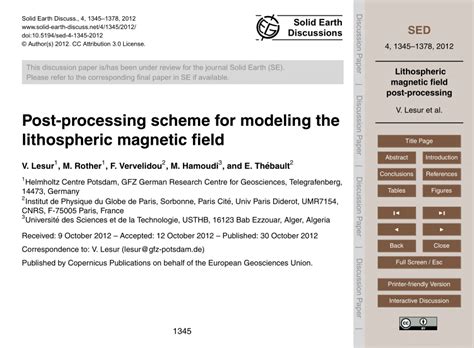 Pdf Post Processing Scheme For Modeling The Lithospheric Magnetic Field
