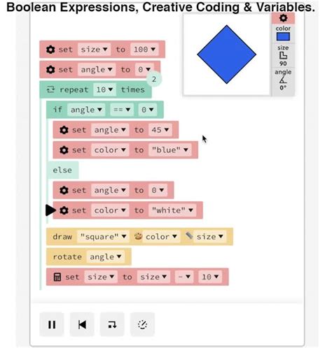 third experiment using boolean expressions creative coding and variables
