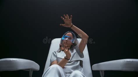 Ar Glasses Girl Monitoring Digital Screen Closeup Person Enjoying