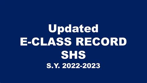 E Class Record Updated Shs Youtube