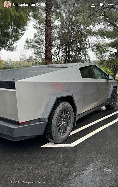 Kim Kardashian Flaunts K Tesla Cybertruck Cool Carpool Mom