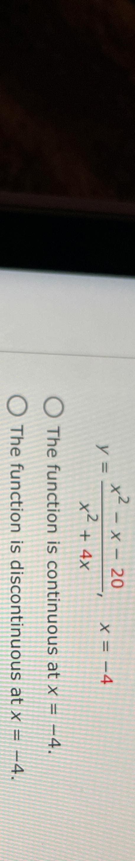 Solved Yx2 X 20x24xx 4the Function Is Continuous At