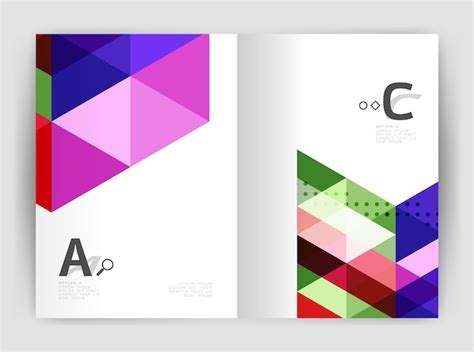 현대 비즈니스 브로셔 또는 전단지 A4 표지 템플릿 색 삼각형이 있는 추상 배경 연간 보고서 인쇄 배경 워크플로 레이아웃