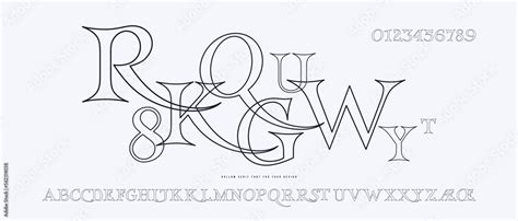 Hollow Cyrillic Serif Font In Classic Style Letters And Numbers For