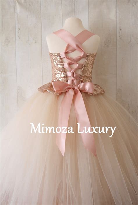 Champagne Flower Girl Dress Rose Gold Bridesmaid Dress Etsy