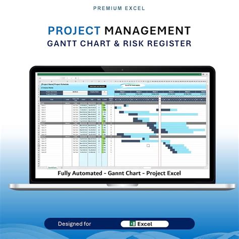 Automated Gantt Chart Risk Template Project Management In Excel Digital Download Etsy