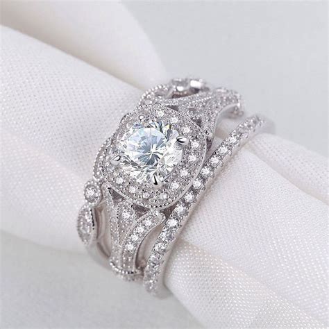 925 Sterling Silver Wedding Ring Set 10 Sterling Silver Wedding