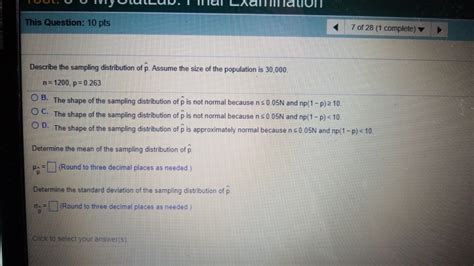 Solved Describe The Sampling Distribution Of P Assume The