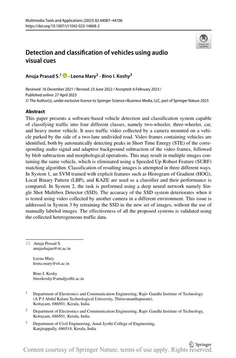Detection And Classification Of Vehicles Using Audio Visual Cues Request Pdf