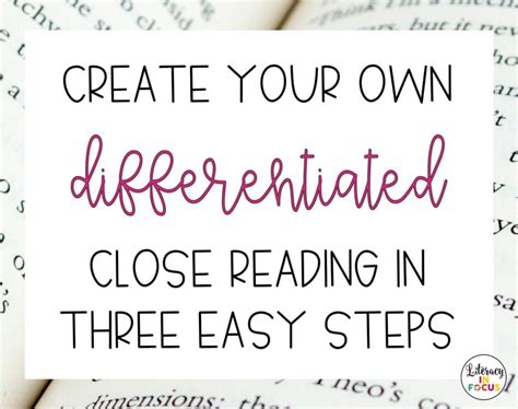 Create Your Own Differentiated Close Reading In Three Easy Steps Literacy In Focus