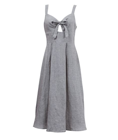 Amazhiyu Womens Pure Linen Dresses Summer Sleeveless V Neck A Line Swing Beach Midi Dress