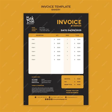 Deliciosa Plantilla De Factura De Productos Horneados Archivo Psd Gratis