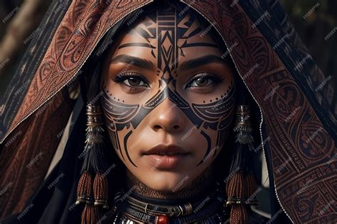 Premium Ai Image A Stunning Photo Of A Woman With Aztech Tribal