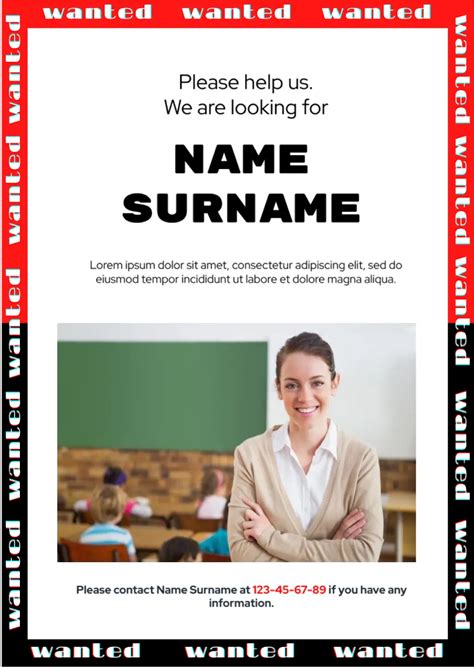 Template For Missing Person Poster Compatible With Google Docs