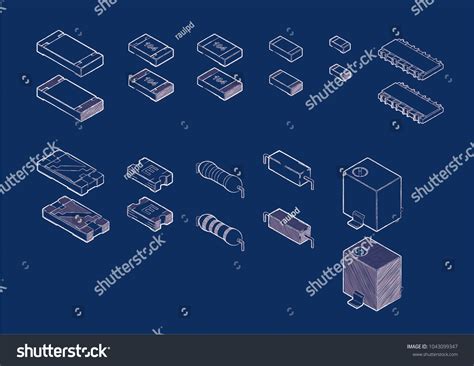Resistor Blueprint Collection 1 Isometric View Stock Vector Royalty Free 1043099347 Shutterstock