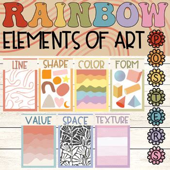 Groovy Rainbow Minimalist Elements Of Art Posters Printables 11 X 17