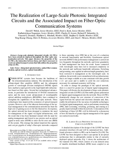 Pdf The Realization Of Large Scale Photonic Integrated Circuits And The Associated Impact On