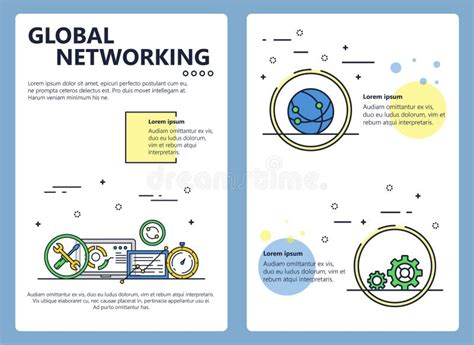 Vector Line Art Global Networking Poster Template Stock Vector