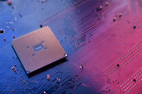 회로 기판 기술 배경 중앙 컴퓨터 프로세서 cpu 개념 마더 보드 디지털 칩 ai 닫기 프리미엄 사진