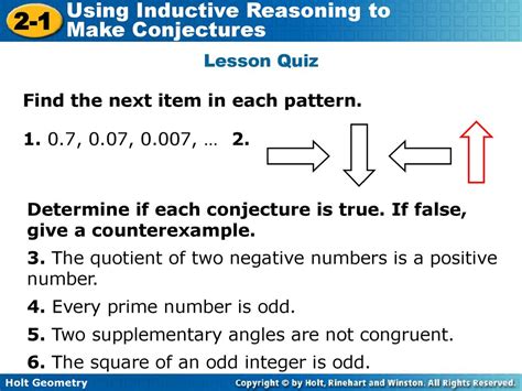 Using Inductive Reasoning to Make Conjectures ppt download