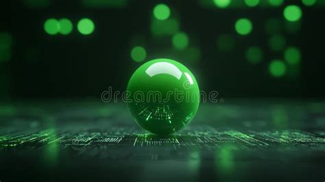 Intricate Circuitry Green Sphere On Complex Circuit Board Green Stock