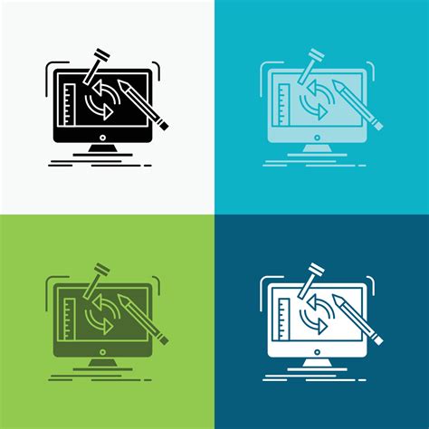 Engineering Project Tools Workshop Processing Icon Over Various Background Glyph Style