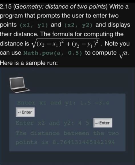 Solved 215 Geometry Distance Of Two Points Write A
