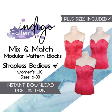 Strapless Bodice Block Pattern Sweetheart Bodice Sweetheart Neckline Princess Seam Bodice