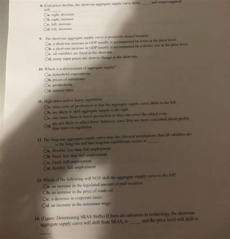Solved And Output Supplied 8 If Oil Prices Decline The