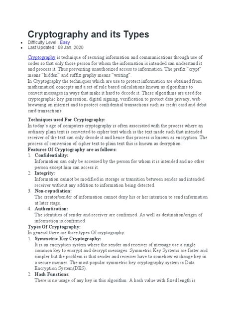 Cryptography And Its Types Download Free Pdf Key Cryptography