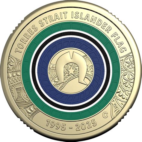2025 2 Torres Strait Islander Flag C Mintmark Coloured Unc Coin