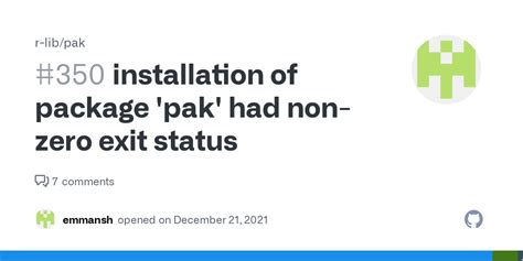 Installation Of Package Pak Had Non Zero Exit Status Issue R Lib Pak GitHub