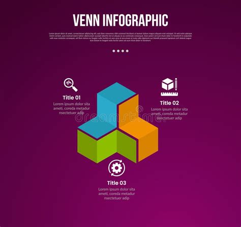Venn Diagram Infographic With 3d Folding Paper Shape On Triangle