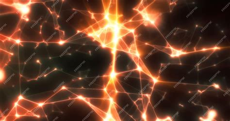 Premium Photo Abstract Yellow Orange Plexus Lines Triangles Energy Magical Background