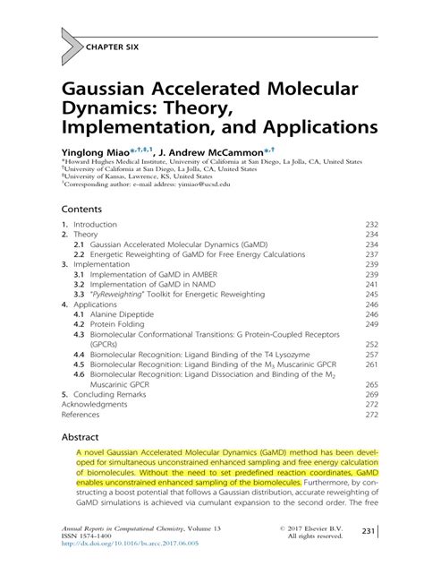 Gaussian Accelerated Molecular Dynamics Theory Official1 Pdf Molecular Dynamics Chemistry