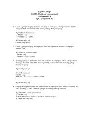 Assignment6 Fall2006ans Capitol College CS220 Database Management Assignment 6 SQL