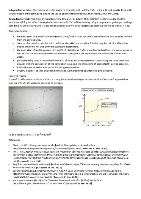 Aqa Chemistry A Level Practical 6 Expected Results Researched Expected Results Test 1 Test