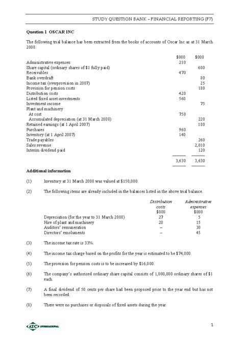 ACCA Paper F Financial Reporting F Int FR SQB Qs D STUDY QUESTION BANK FINANCIAL
