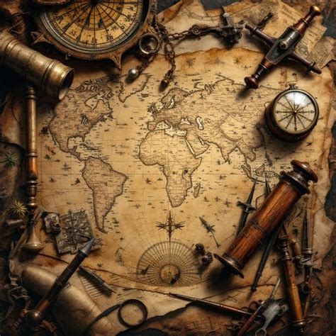 Free Ancient Explorers Tools Image Compass Map Telescope