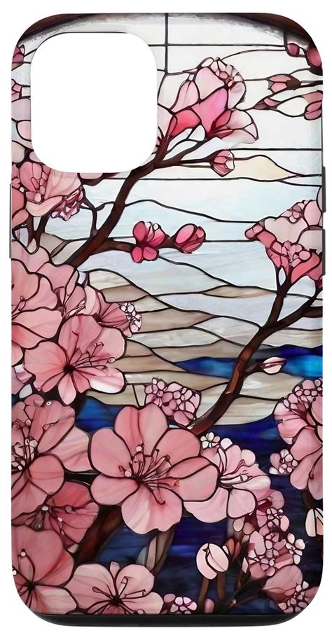 Iphone 15 Stained Glass Aesthetic Cherry Blossoms Flower Case Pretty