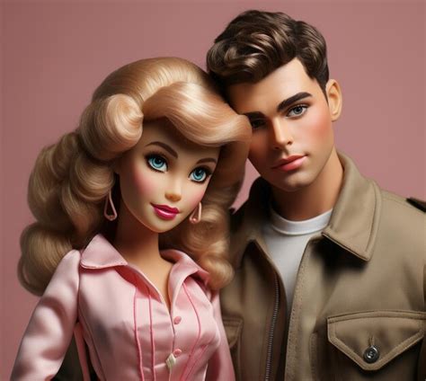 Premium Ai Image Cute Barbie And Ken On Pink Background