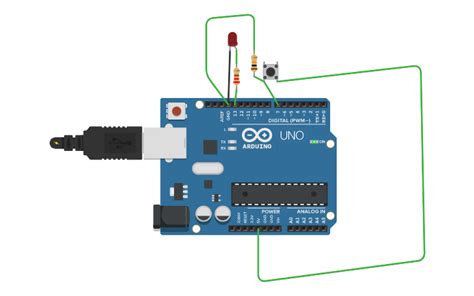 Circuit Design On Off Led By Button Tinkercad