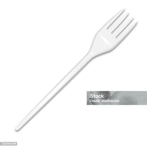 벡터 3d 현실적인 칼 흰색 배경에 격리 된 흰색 플라스틱 일회용 포크 아이콘 상단 보기입니다 디자인 템플릿 그래픽 에 대한 모의 브랜딩 Id 인쇄 0명에 대한 스톡 벡터