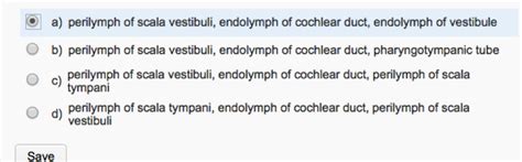 Solved Perilymph Of Scala Vestibuli Endolymph Of Cochlear