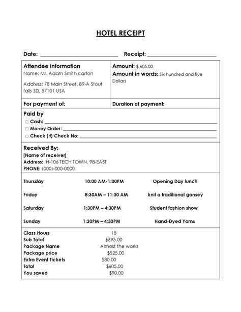 16 Free Hotel Receipt Templates Word Excel