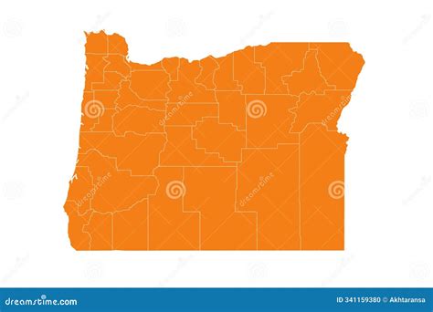Oregon Administrative Map Counties Map Of Oregon Blank Map Empty Map Of Oregon Royalty Free